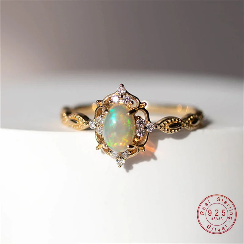 925-Sterling-Silver-Plated-18K-Gold-Imitate-Opal-Zircon-Ring-Luxury-High-Quality-Jewelry-Gifts ...