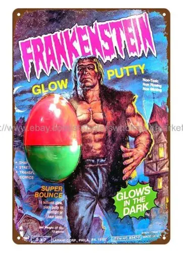 1979-Frankenstein-Glow-Putty-toy-metal-tin-sign-office-bar-bedroom ...