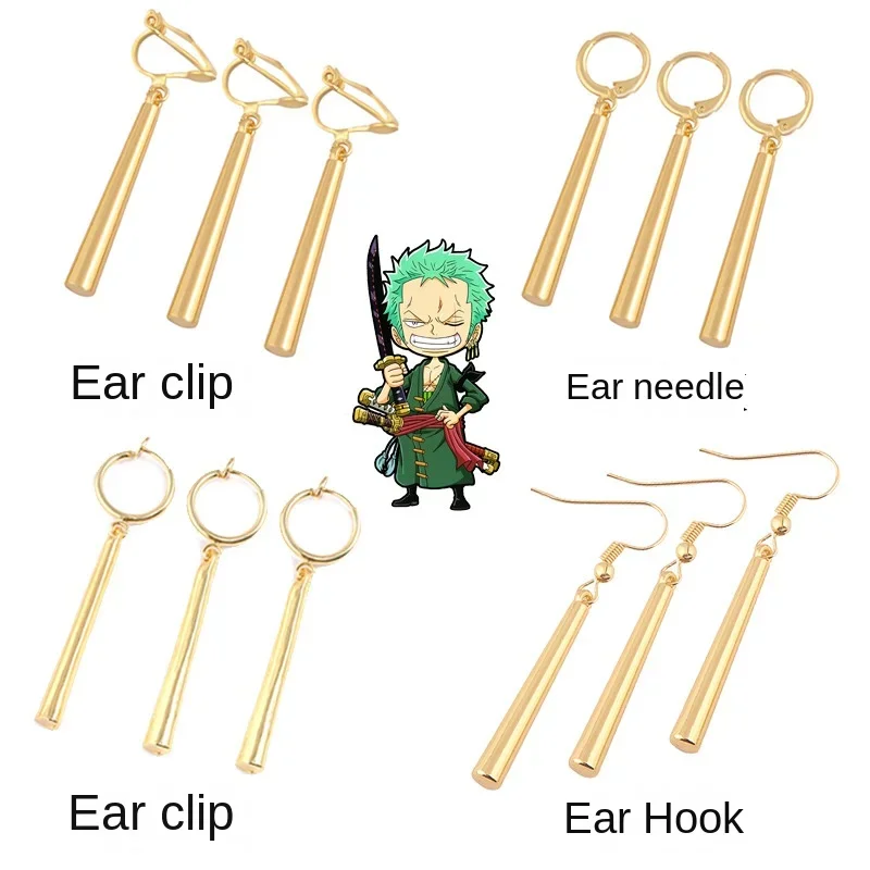 3Pcs Anime One Piece Roronoa Zoro Cosplay Earrings Unisex Ear Clips ...