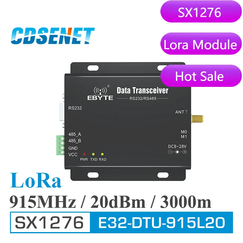 1pc 915MHz LoRa SX1276 RS485 RS232 Transmitter and Receiver E32 DTU ...