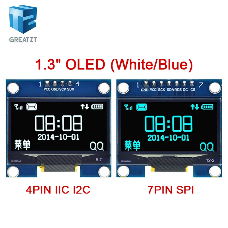 1-3-inch-OLED-module-SPI-IIC-I2C-Communicate-white-blue-color-128X64-1 ...