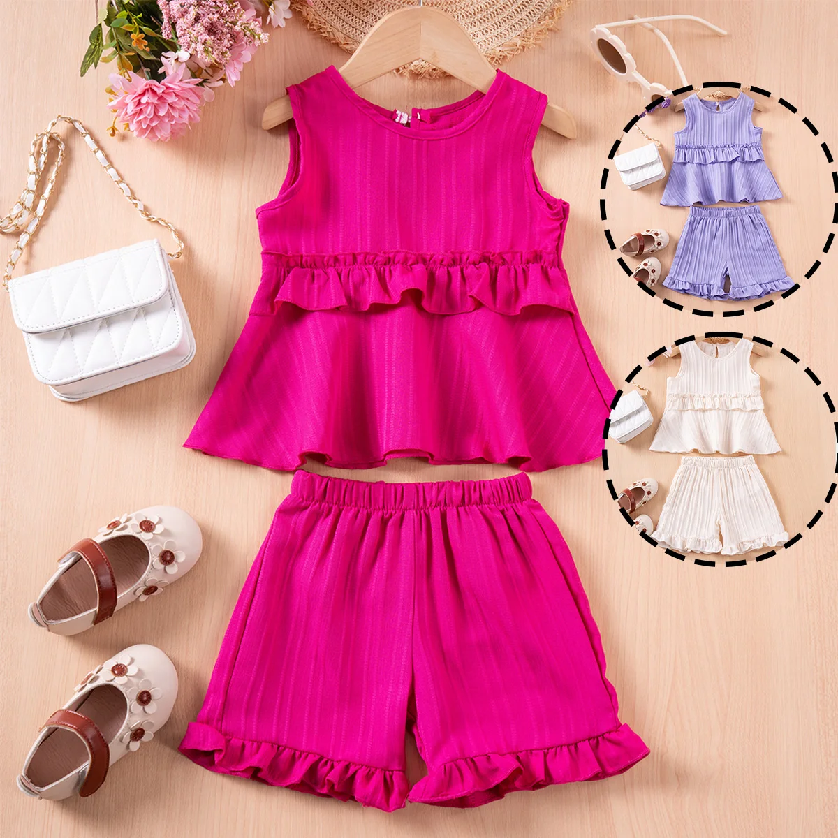 Summer-Girl-s-Suit-Solid-Color-Lace-Children-s-Clothes-Sweet-Two-piece ...