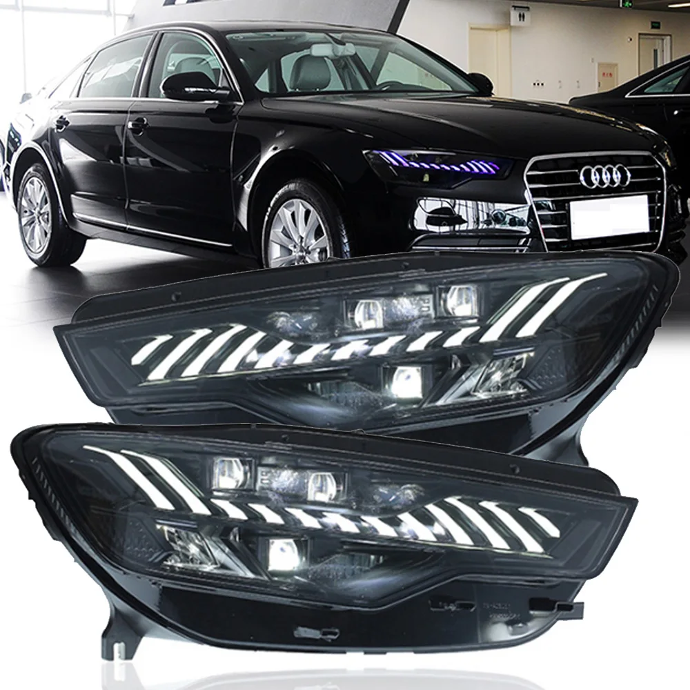 For-Audi-A6-2012-2013-2014-2015-Full-LED-Headlights-Upgrade-C7-DRL-Blue ...