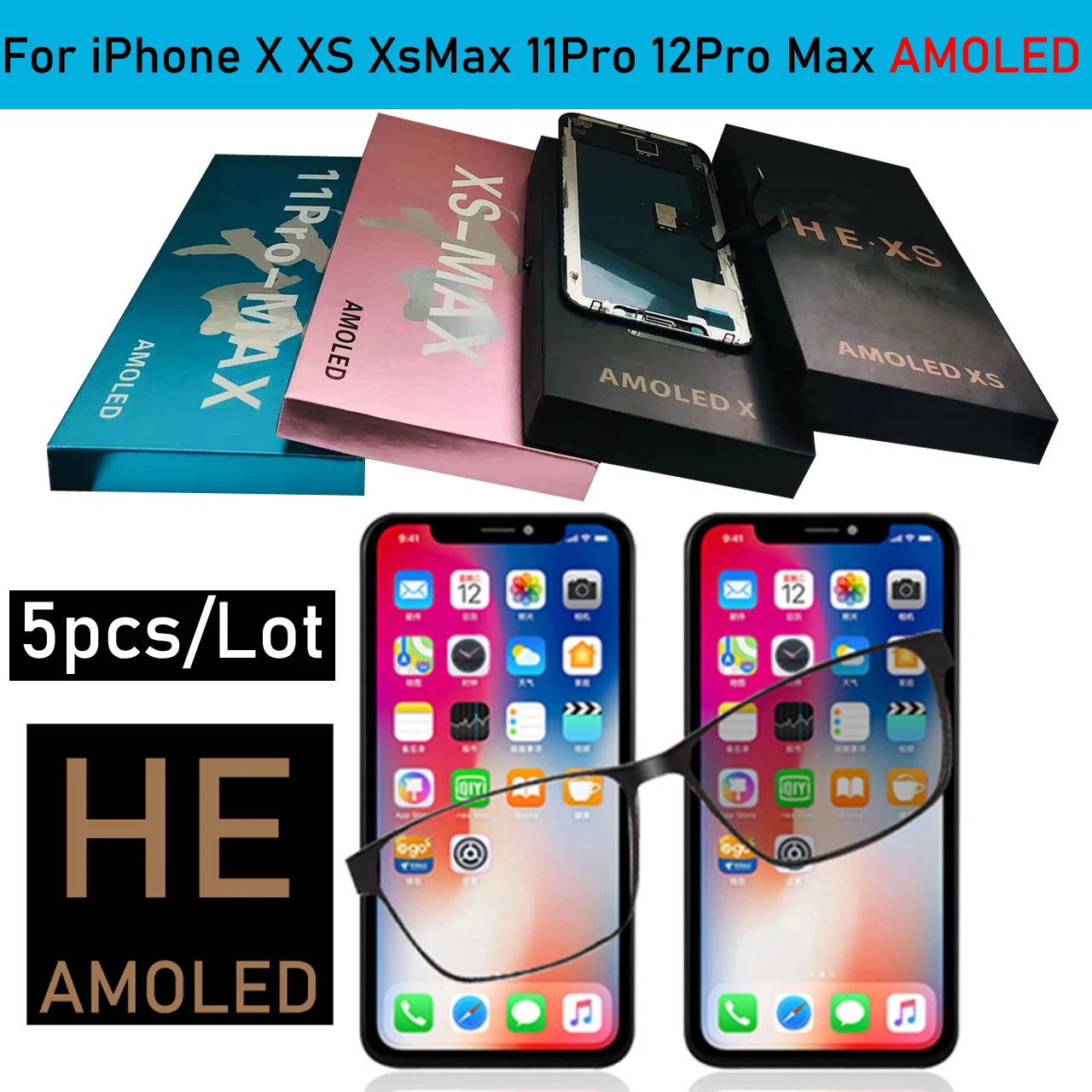 5pcs Original He Pantalla Oled Amoled Display For Iphonex Lcd Digitizer Touch Screen For Iphone ...