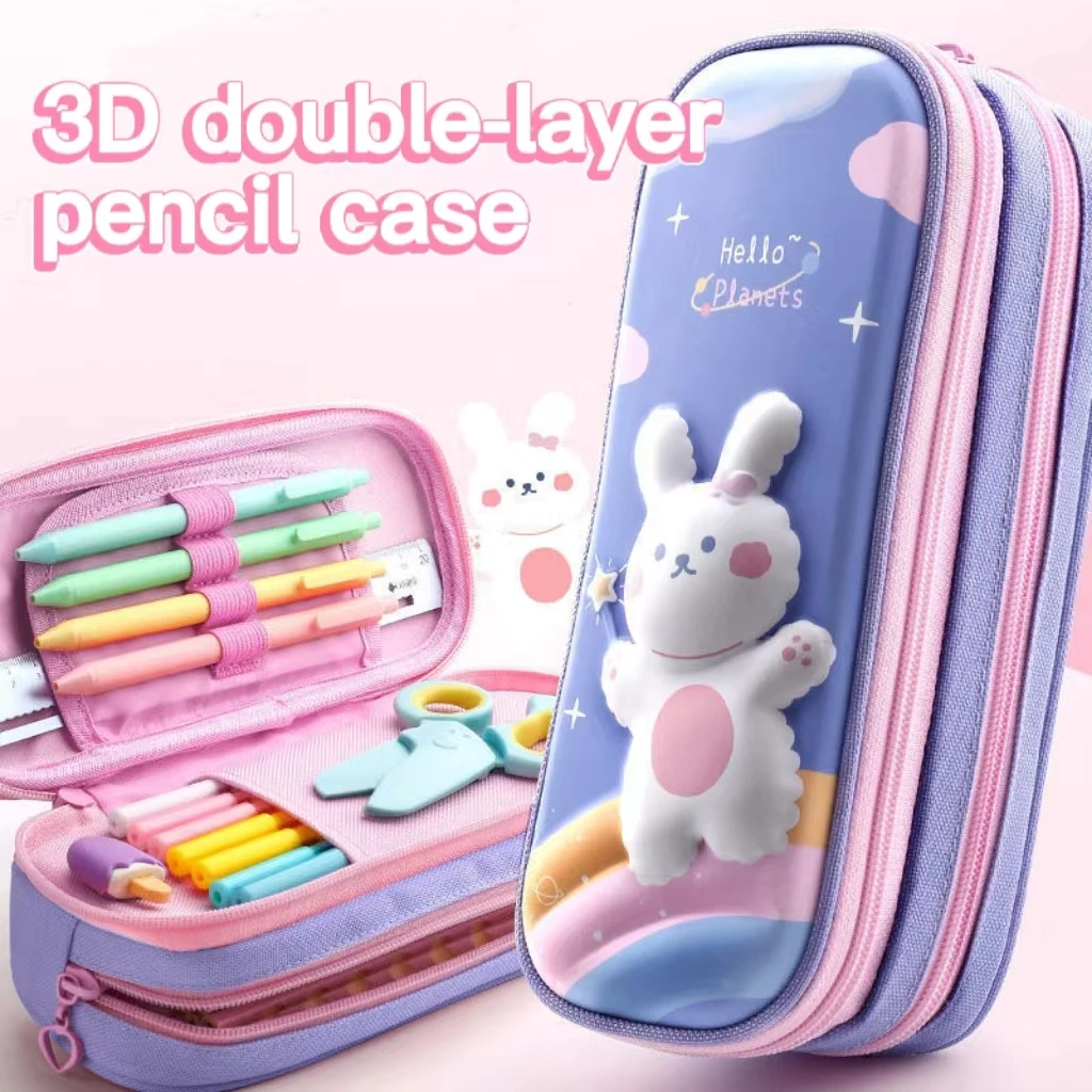 3D Unicorn EVA kawaii pencil case Large Capacity stationery box for girls Boy Kids pochita ...