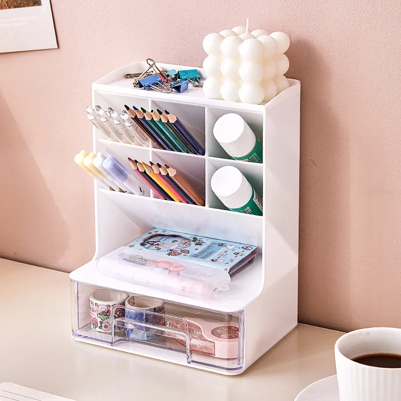 Pen-Holder-Storage-Box-Student-Children-Girl-Makeup-Brush-Bucket-Office ...