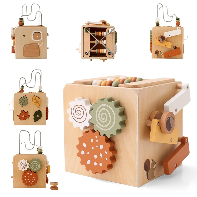 Wooden Multifunctional Five-in-one Baby Toys Exercise Children's Hand ...