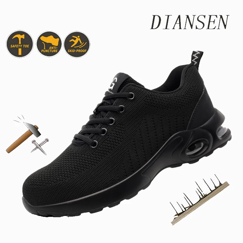 Lightweight Work Safety Shoes Steel Toe Sneakers Anti-Smash Breathable ...