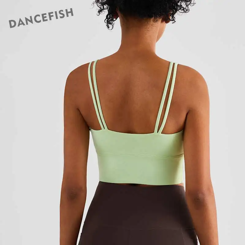 DANCEFISH-Women-Double-Shoulder-Straps-Top-Fixation-Cups-Activewear ...