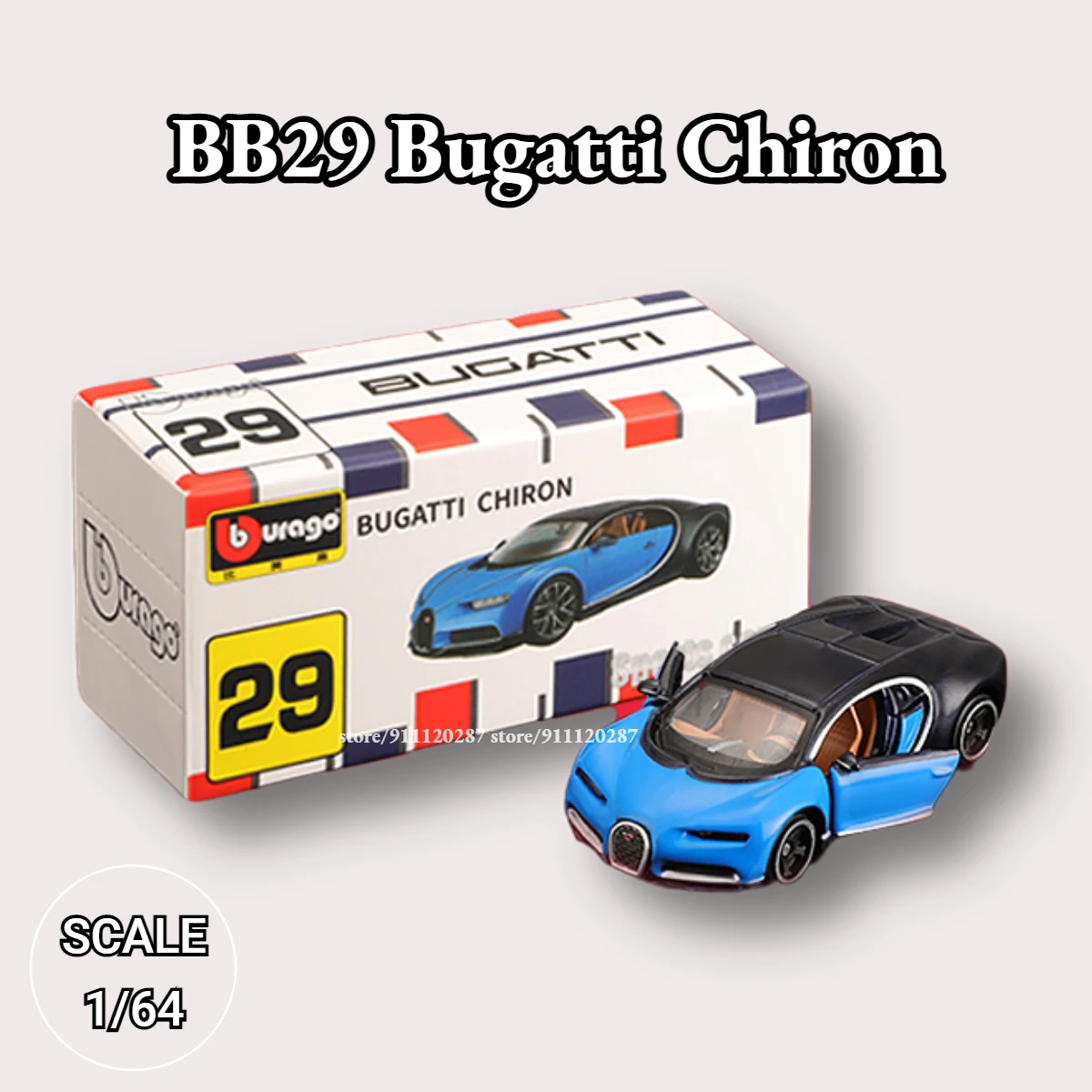 Bburago-1-64-Miniature-Car-Model-BB29-Bugatti-Chiron-Scale-Diecast ...