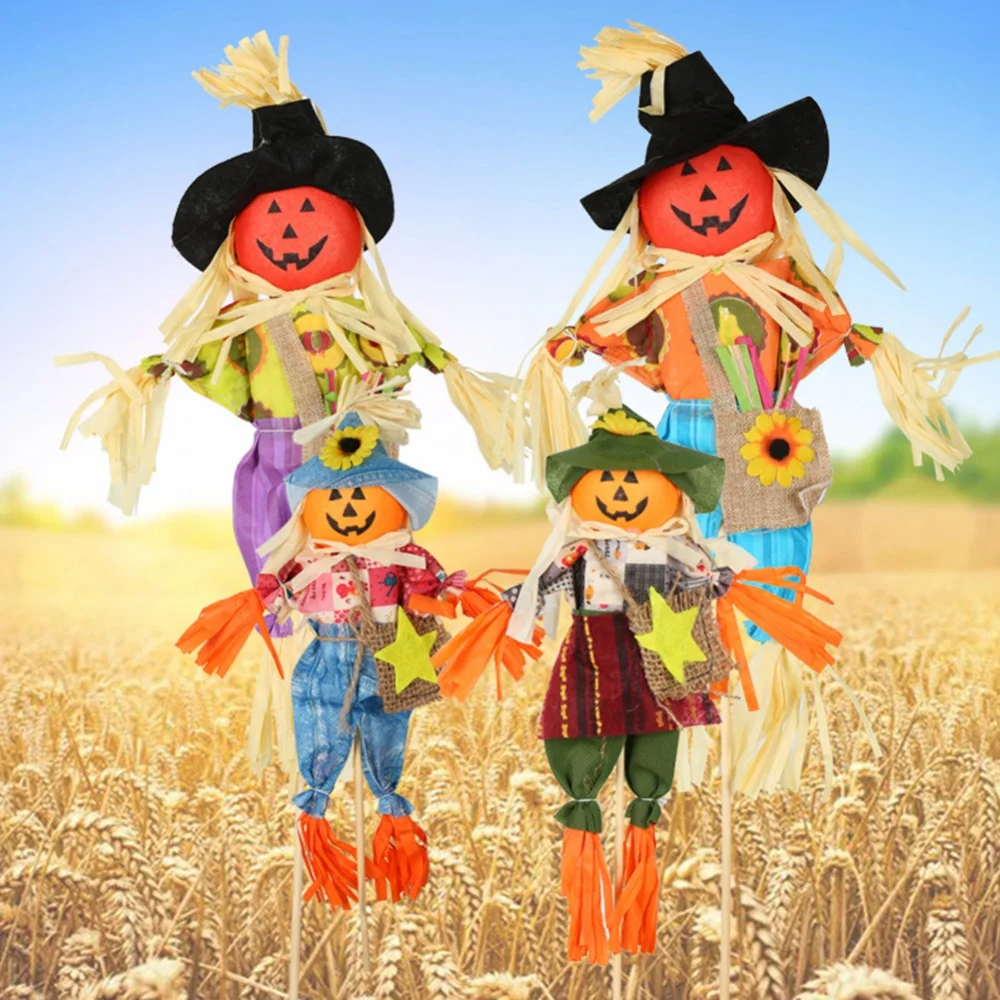 Harvest Scarecrow Durable Straw Doll Fall Autumn Standing Scarecrow for ...