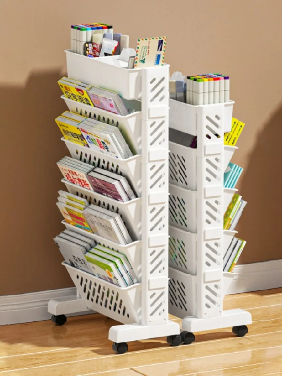Floor-Mounted-Movable-Bookshelf-with-Wheels-Classroom-Desk-Storage-Rack ...