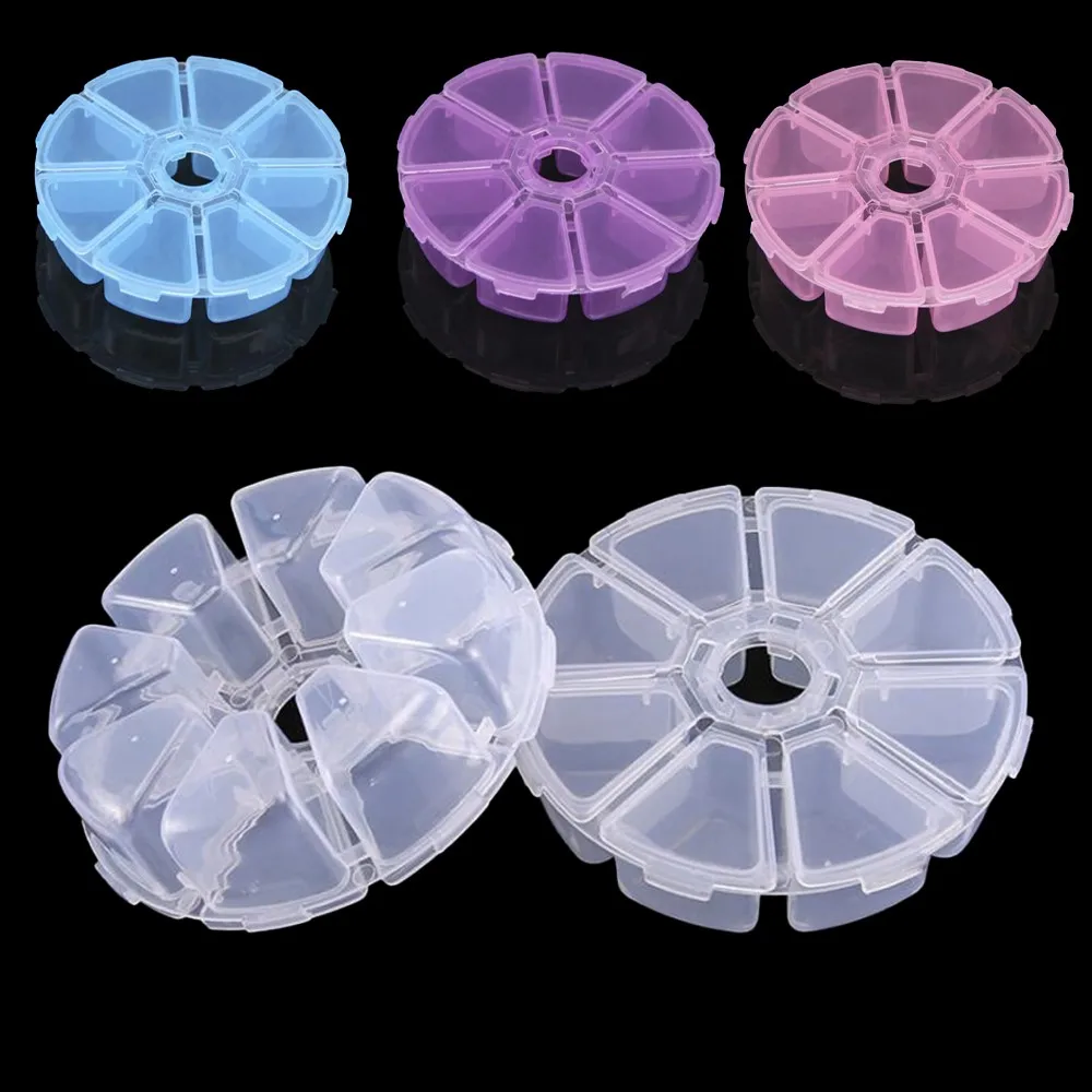 8-Grids-Round-Jewelry-Organizer-Box-Clear-Plastic-Bead-Containers-for ...