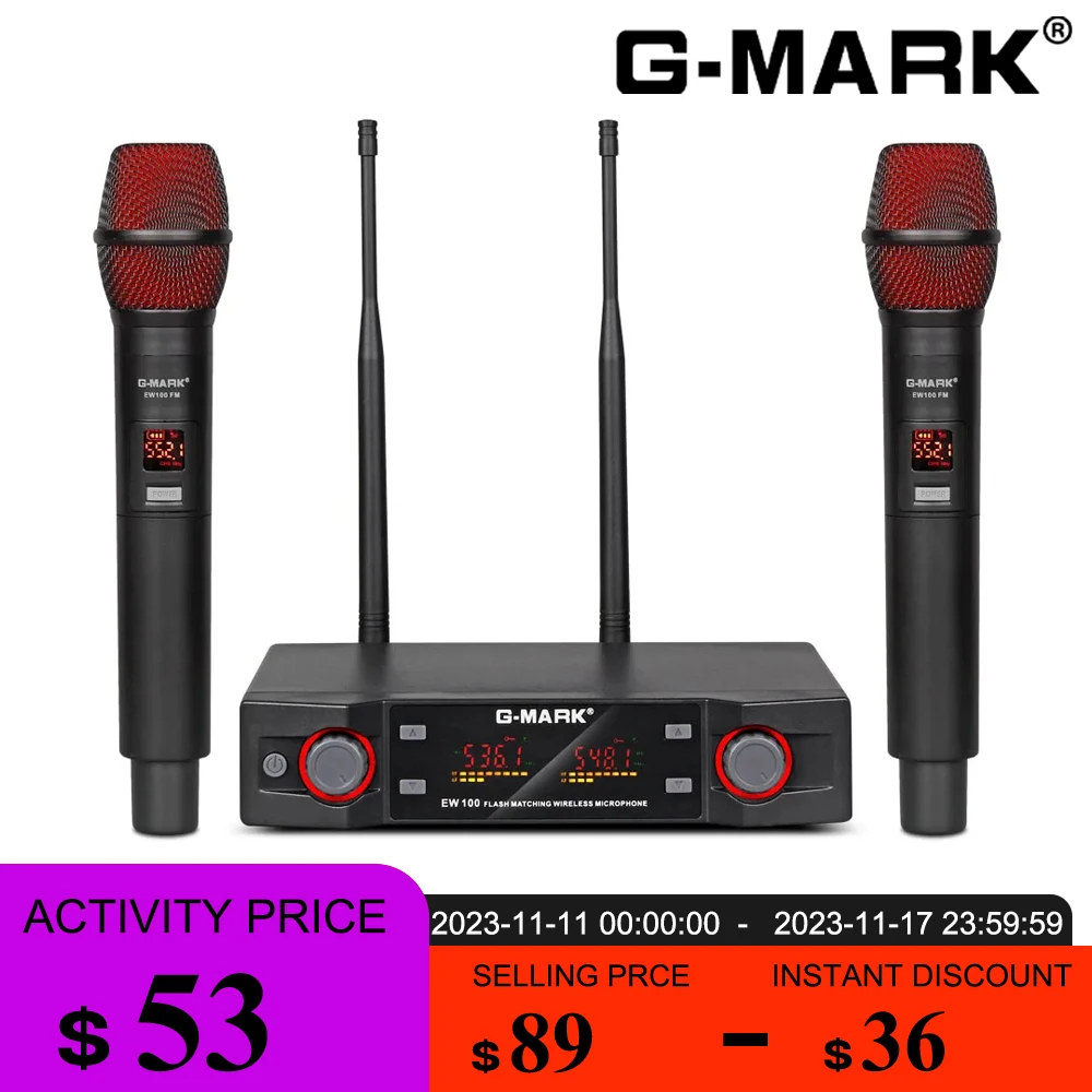 Wireless-Microphone-G-MARK-EW100-UHF-Karaoke-Handheld-Adjustable ...