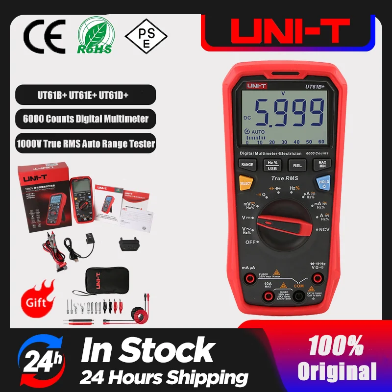 UNI-T-Digital-Multimeter-UT61E-Plus-Series-True-RMS-1000V-Auto-Range-Handheld-Professional ...
