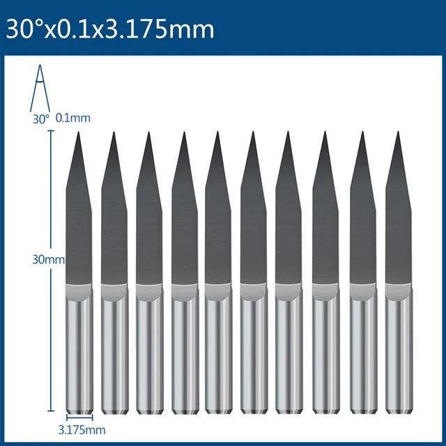 XCAN Corn Milling Cutter 3.175mm Shank Flat Bottom Engraving Bits V ...