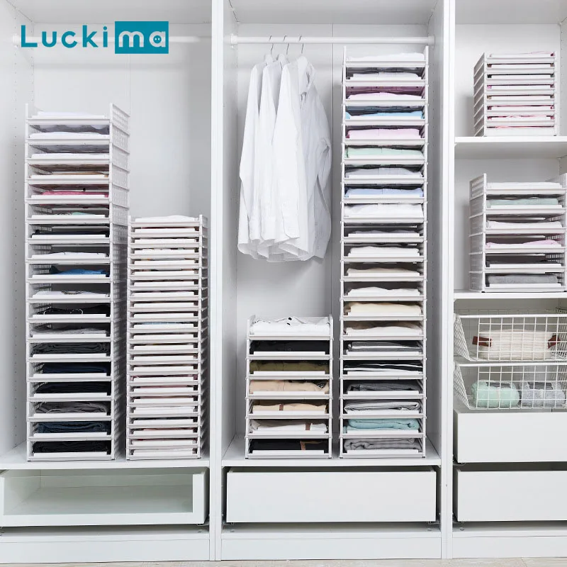 Plastic-Storage-Shelves-Wardrobe-Closet-Layered-Partitions-Home-Drawers ...