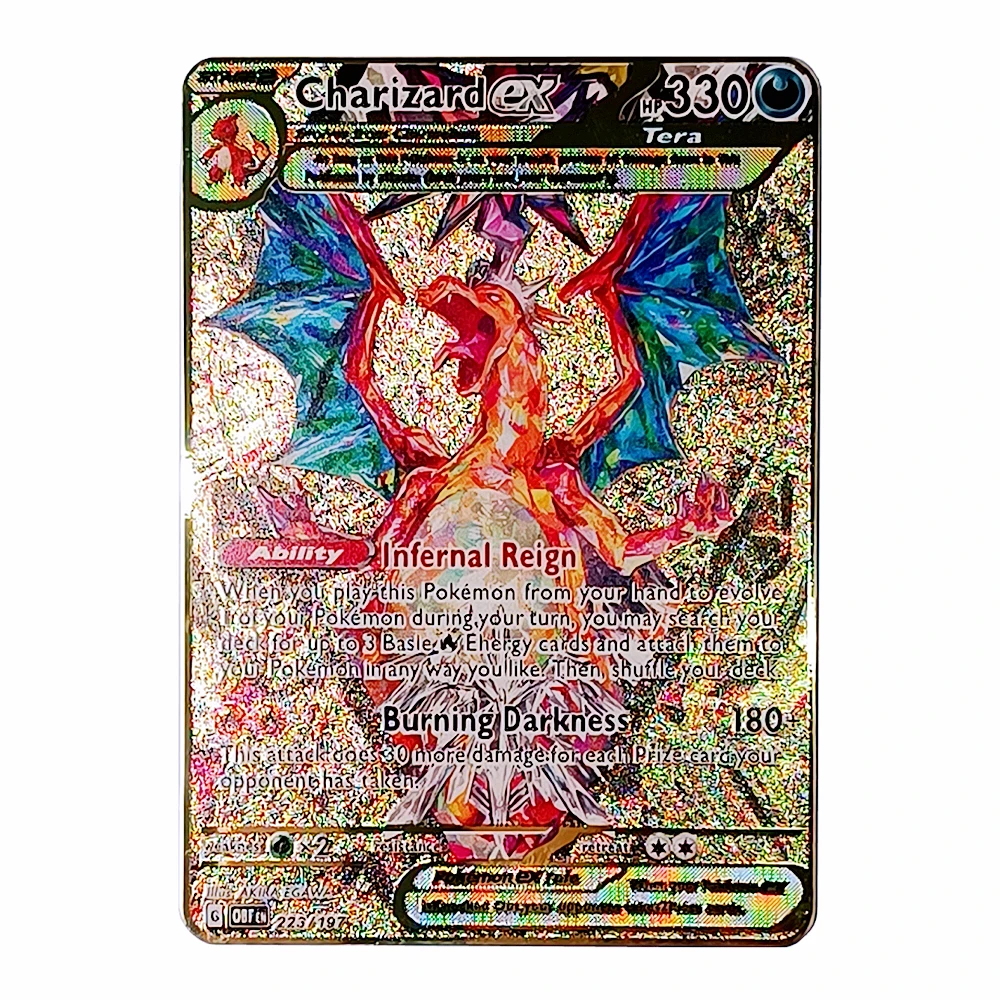 Metal-Pok-mon-Cards-for-Kids-Letters-Van-Gogh-Gold-Iron-Charizard-Vmax ...