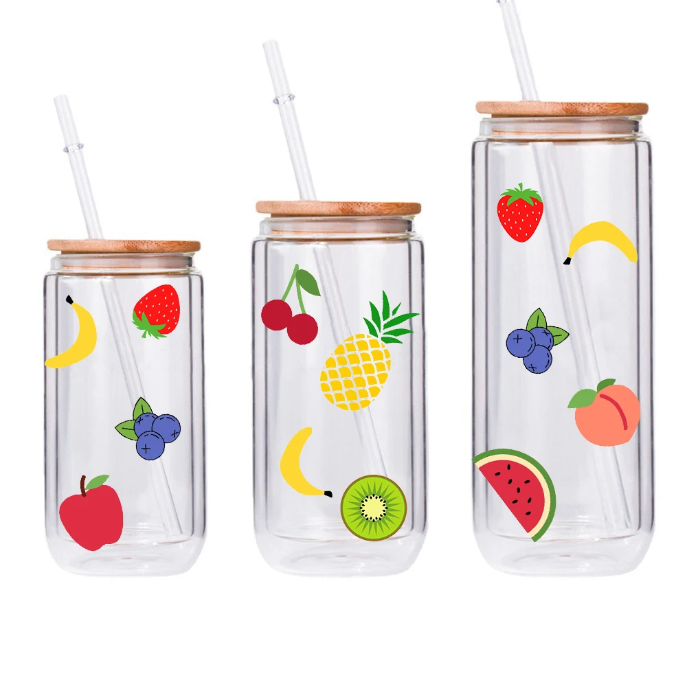 100pcs-Fruit-Cup-Stickers-Water-Glass-Stickers-Pineapple-Strawberry-Diy ...