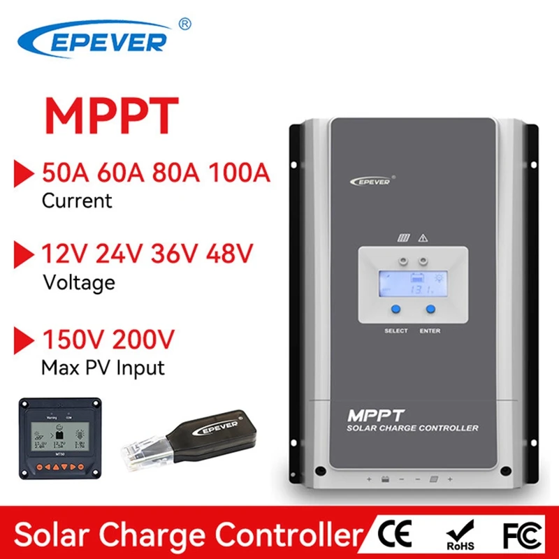 regulateur-panneau-solaire-12v-EPEVER-Contr-leur-de-charge-MPPT-pour-panneaux-solaires-100A-80A ...