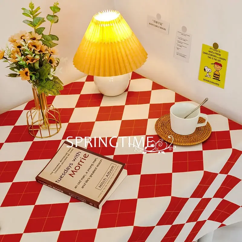 Checkerboard-Nordic-Style-Waterproof-Tablecloth-Writing-Students-Desk ...