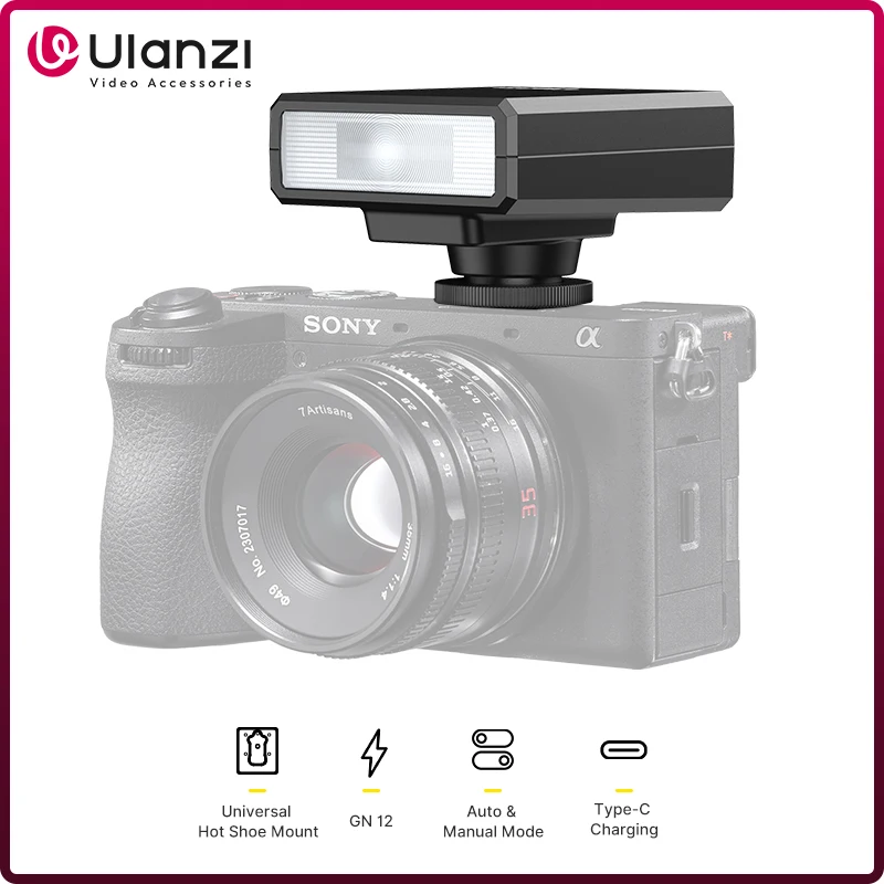 Ulanzi F12 Mini Camera Flash Speedlite 5600K GN12 Standard Hot Shoe ...