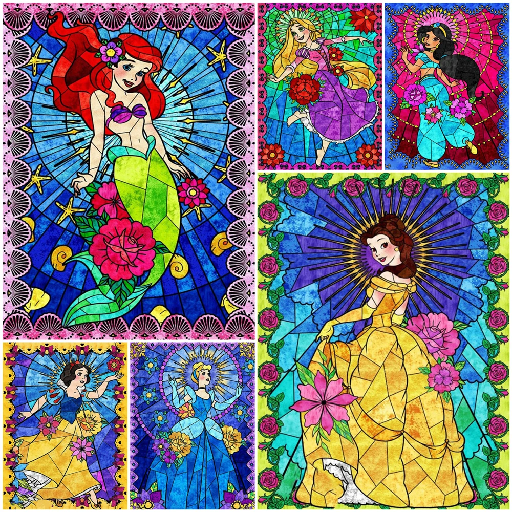 Disney-Stained-Glass-Diamond-Painting-Princess-Craft-Kit-Embroidery ...