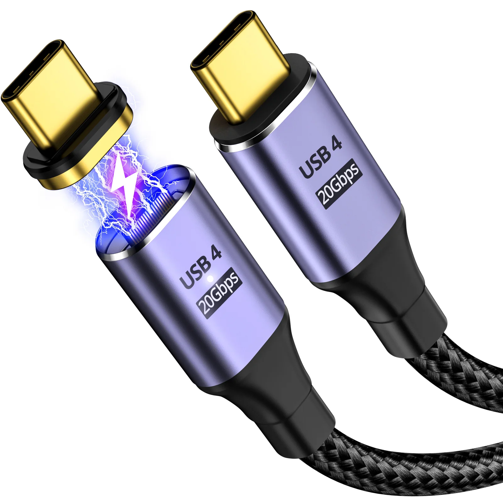 Cable magnético de carga rápida PD 100W 5A USB tipo C a tipo C USB4.0 20gbps 8K @ 60Hz, Cable de ...