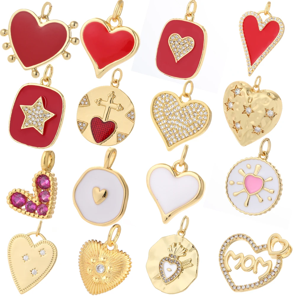 Red Love Heart Cute Charms Diy Earrings Charm Designer Bracelet ...