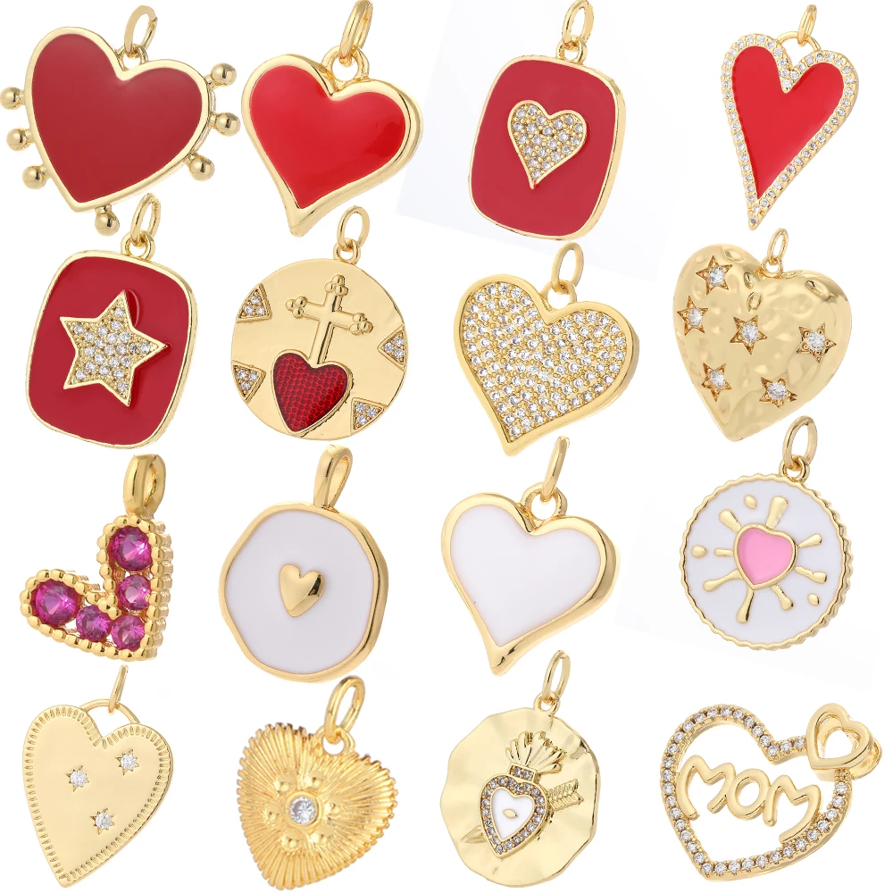 Red Love Heart Cute Charms Diy Earrings Charm Designer Bracelet ...
