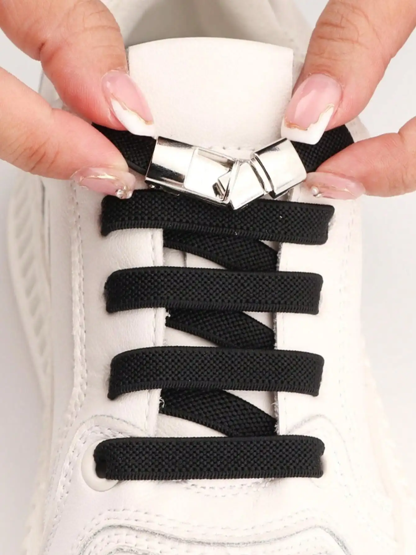 1 Pair Elastic Shoelaces Half-Round No-Tie Laces Children's and Adult ...