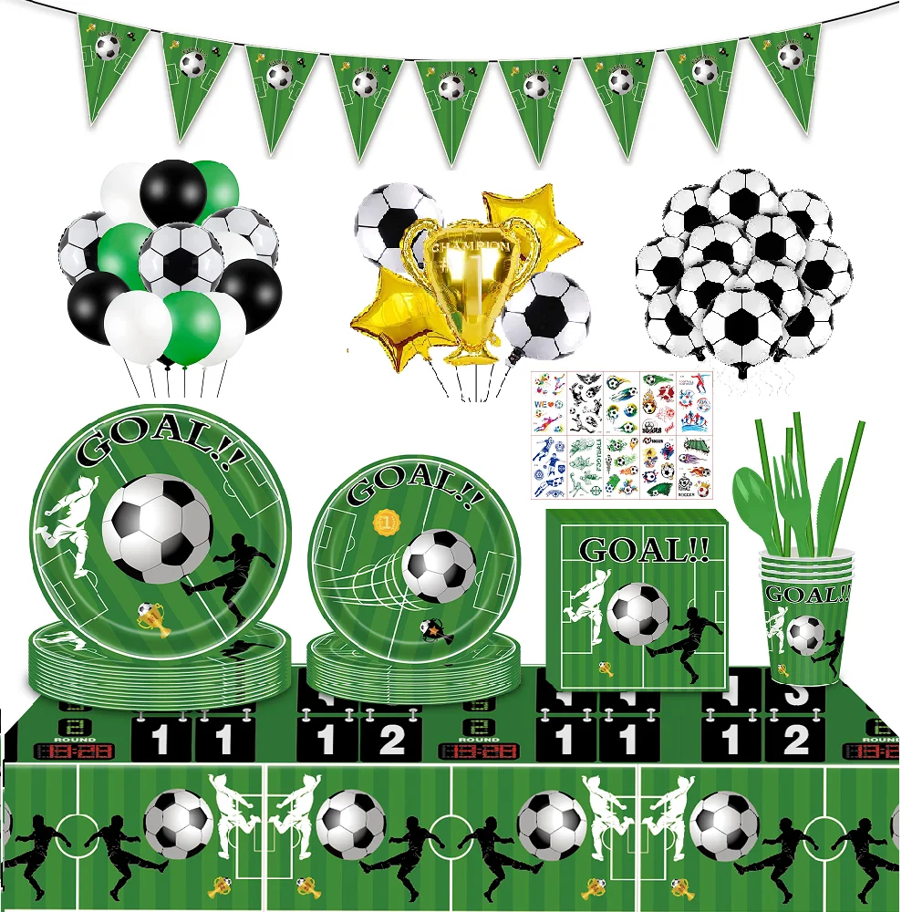 Football-Theme-Party-Disposable-Tableware-Banner-Balloons-Soccer-Goal ...