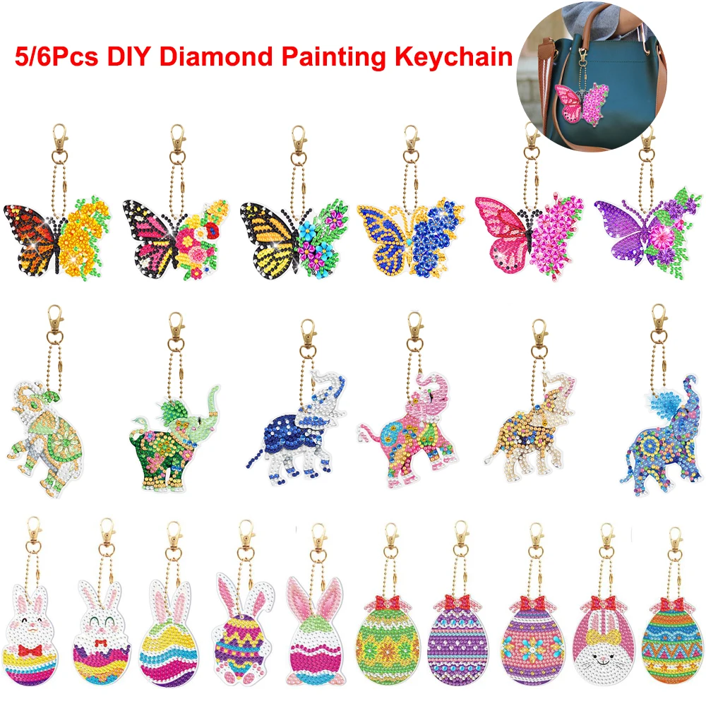DIY-Diamond-Painting-Keychain-Butterfly-Bunny-Rhinestone-Embroidery ...