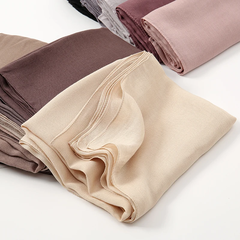 New Solid Cotton Modal Hijab For Women Muslim Scarf Big Size Shawls ...