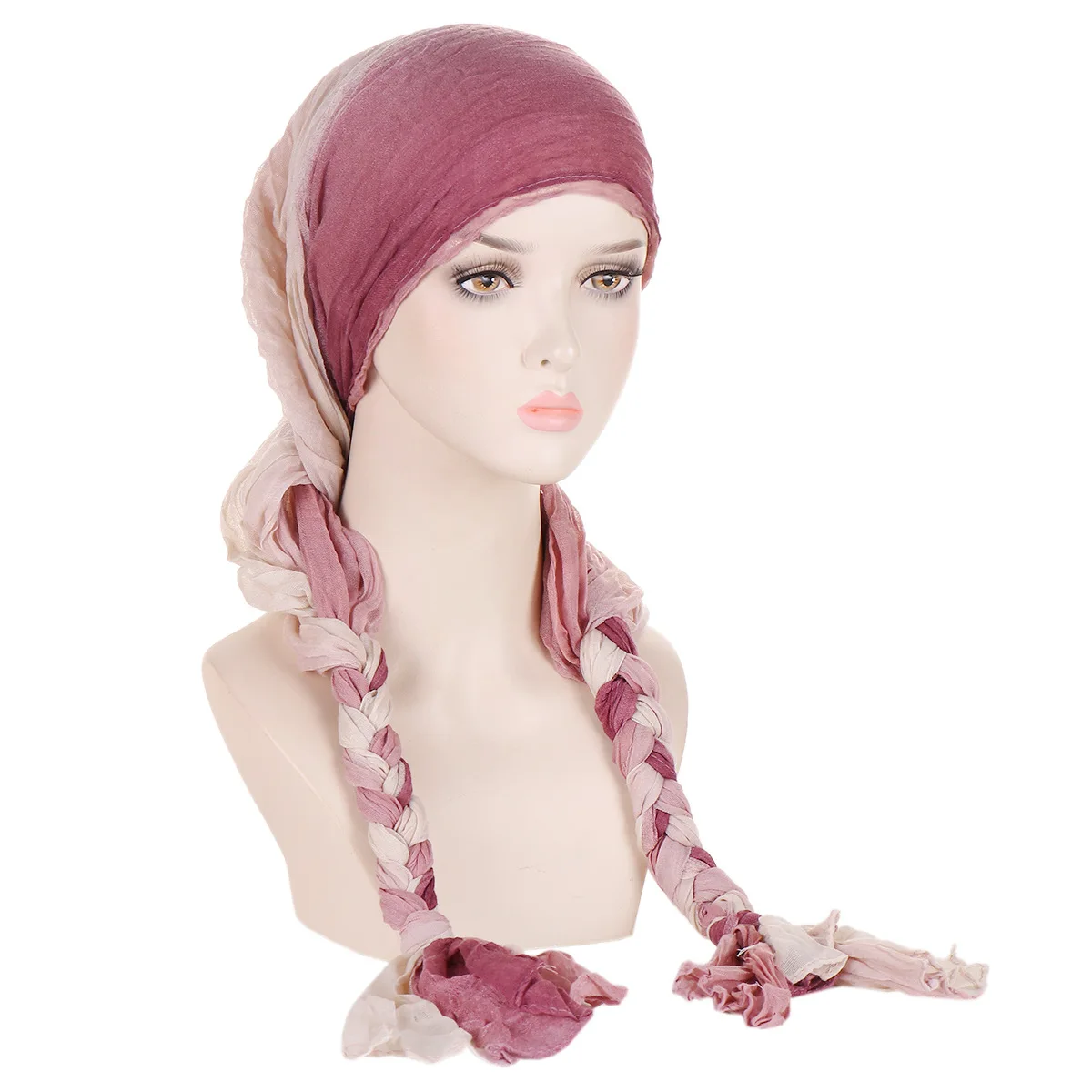 Lady-Women-Double-Braids-Turban-Scarf-Cancer-Hat-Chemo-Muslim-Head ...