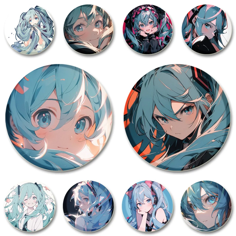 32/44/58mm Miku Cartoon Character Badge Cosplay Anime Cute Brooches ...