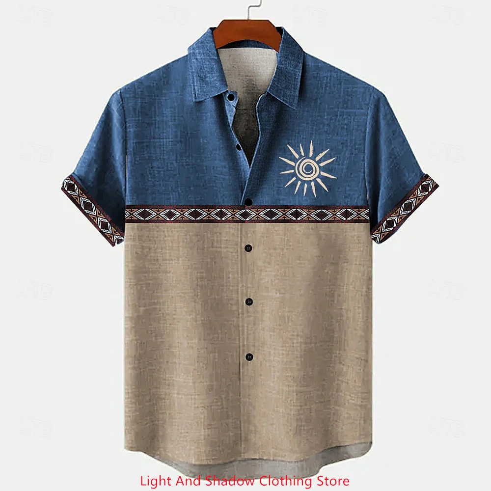 Camisa de lino retro para hombre, camisa de verano de manga corta con ...