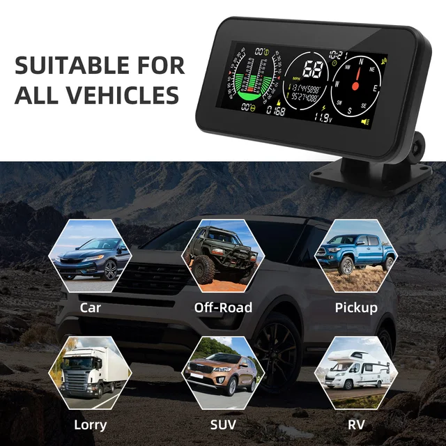 Digital HUD Display Car Inclinometer & GPS Speedometer - Multi-Function ...