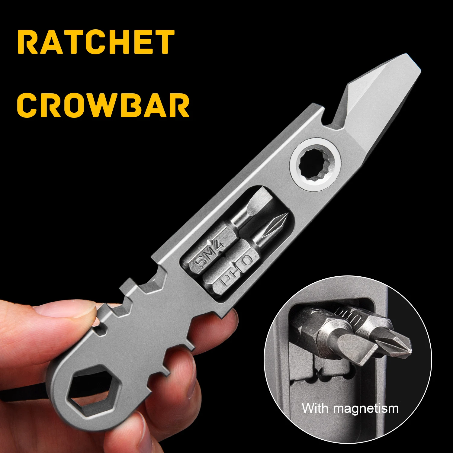 Titanium Alloy Ratchet Crowbar Ratchet Screwdriver Riding Portable ...