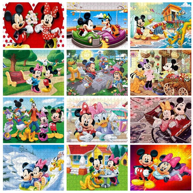 Disney 300/500/1000 Pieces Paper Puzzle Mickey Donald Duck Jigsaw ...