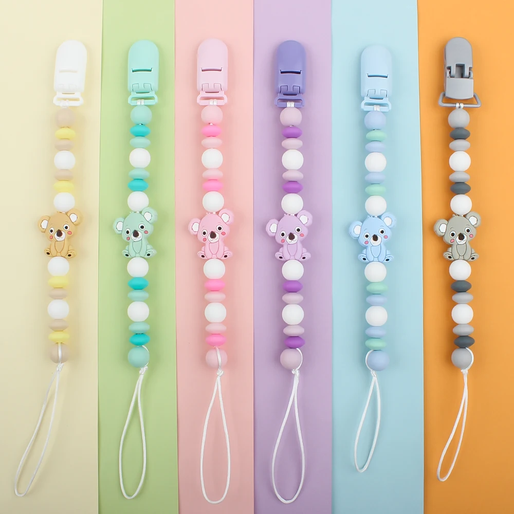Baby-Pacifier-Chian-Clips-Koalas-Silicone-Beads-Anti-Lost-Nipple-Holder ...