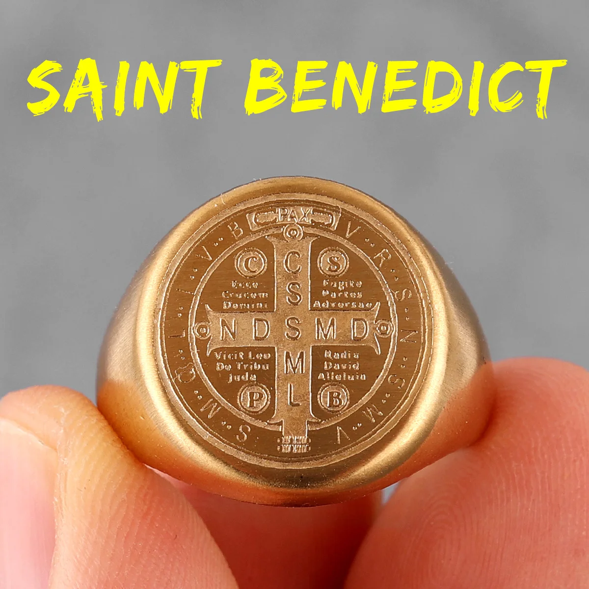 PROTECTION Exorcism amulet Men Ring 316L Stainless Steel Saint Benedict Rings - Bizonmark