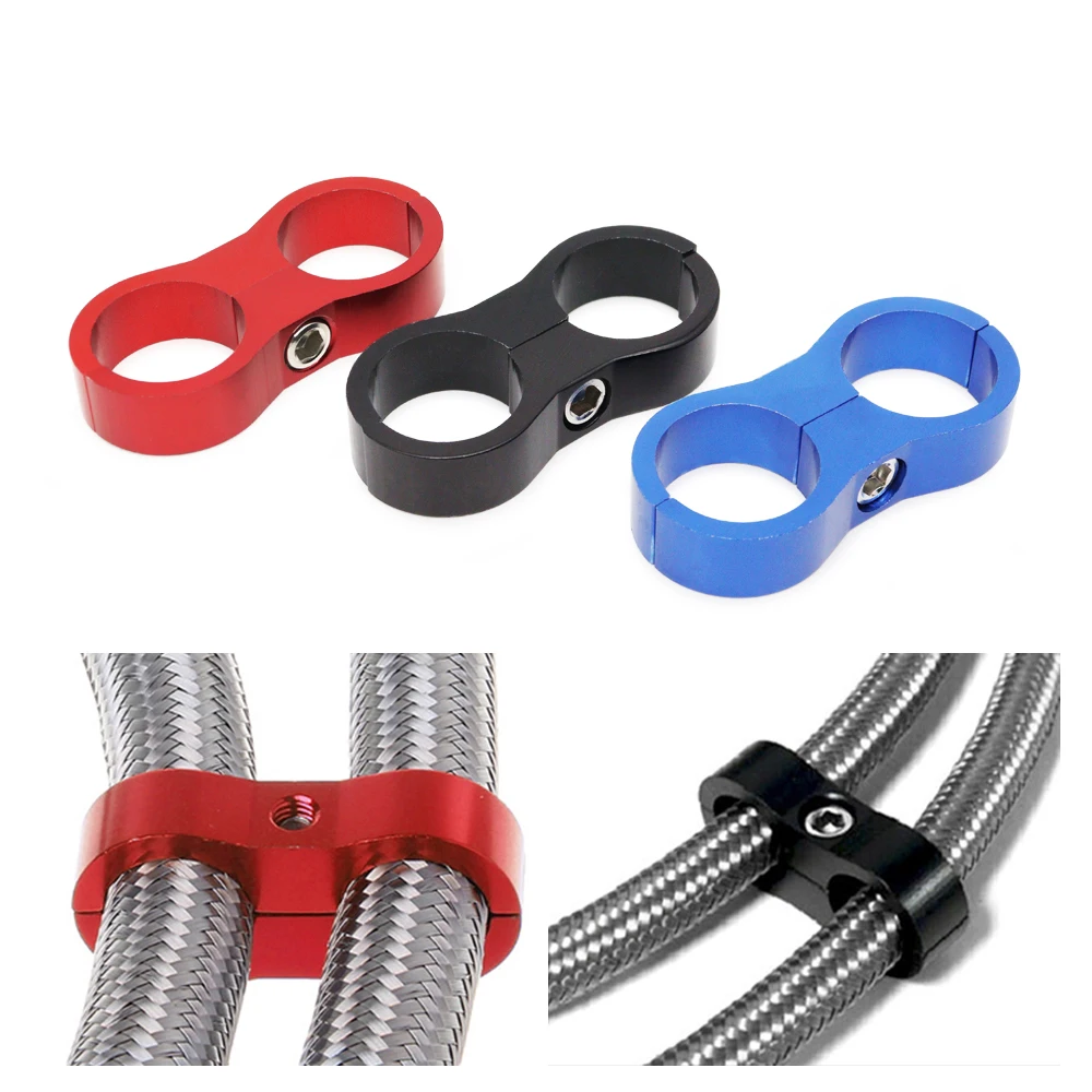 Black-Red-Blue-AN4-AN6-AN8-AN10-AN12-Braided-Rubber-Hose-Line-Clamp ...