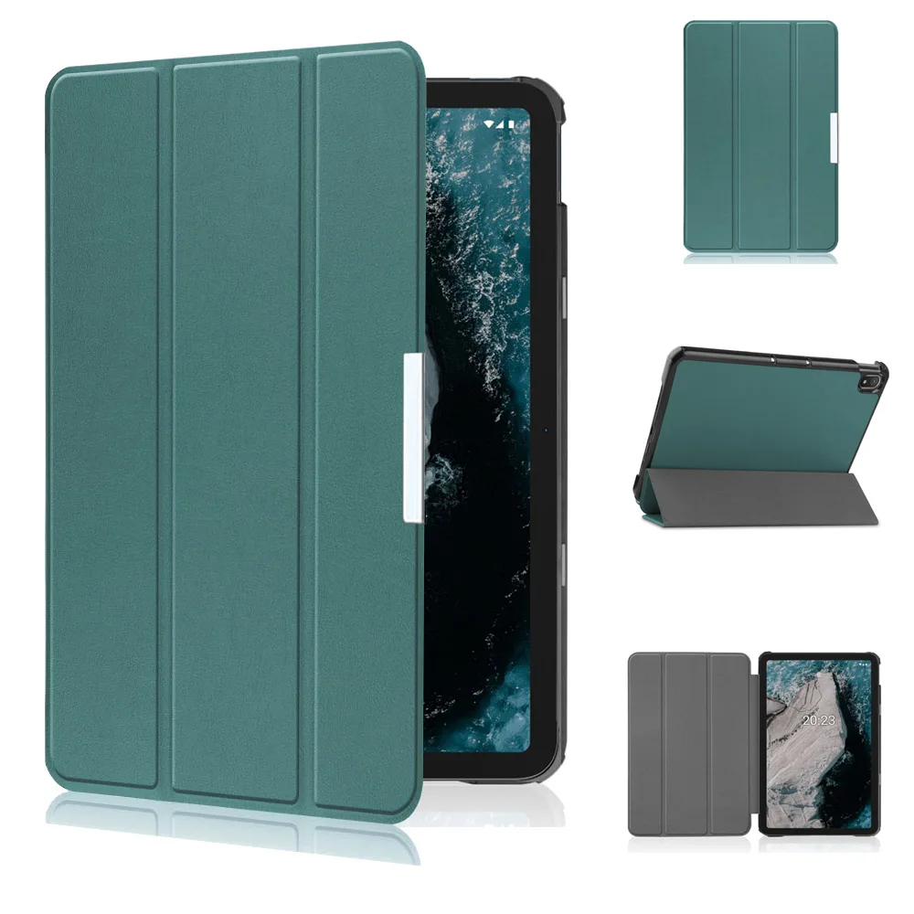 For-Nokia-T20-Case-2021-Leather-Tri-Folding-Stand-Magnetic-Smart-Cover ...