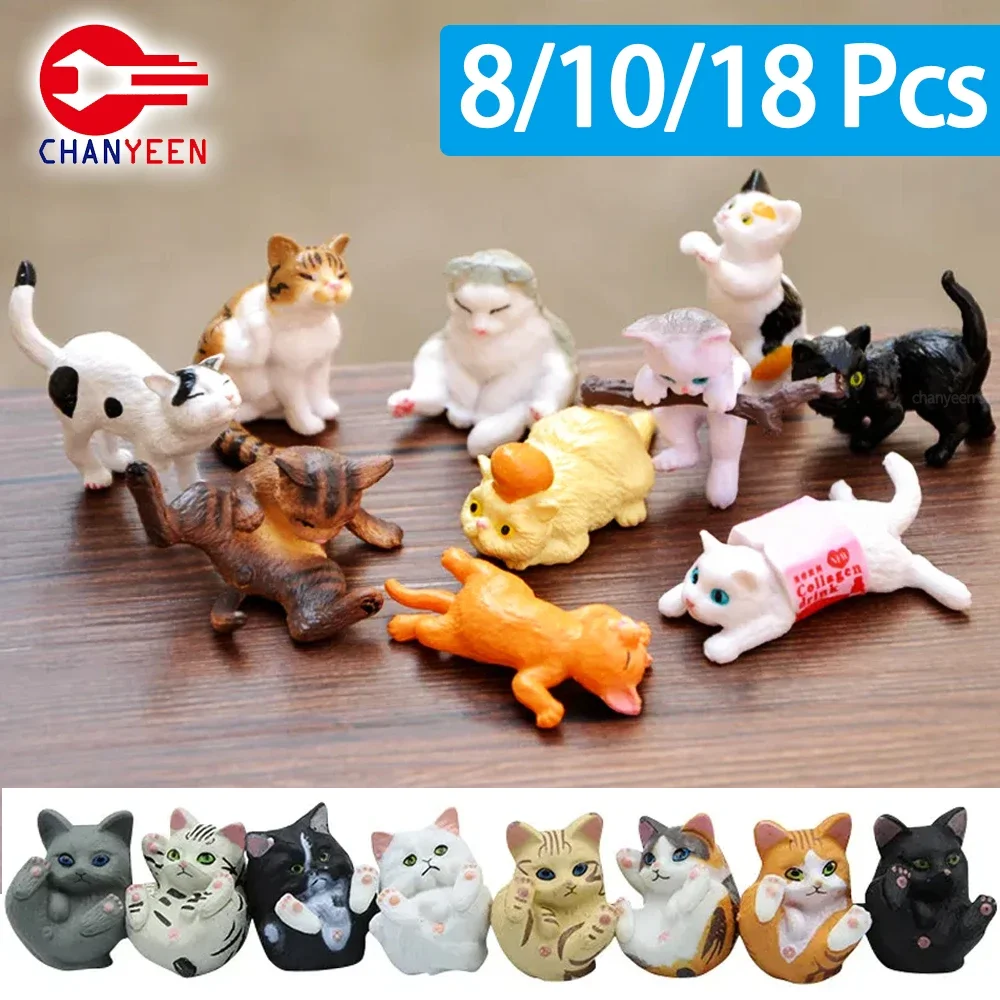 8-18Pcs-Kawaii-Cat-Miniature-Ornaments-Kitten-Figurines-Model-Gifts-for-Kids-Children-Birthday ...