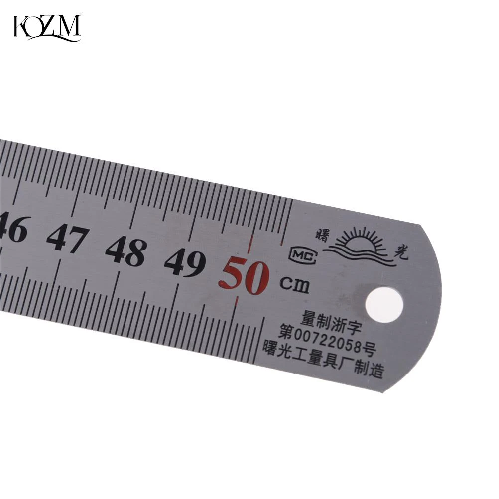 New 50cm 20inch Stainless Steel Metal Straight Ruler Precision Double ...