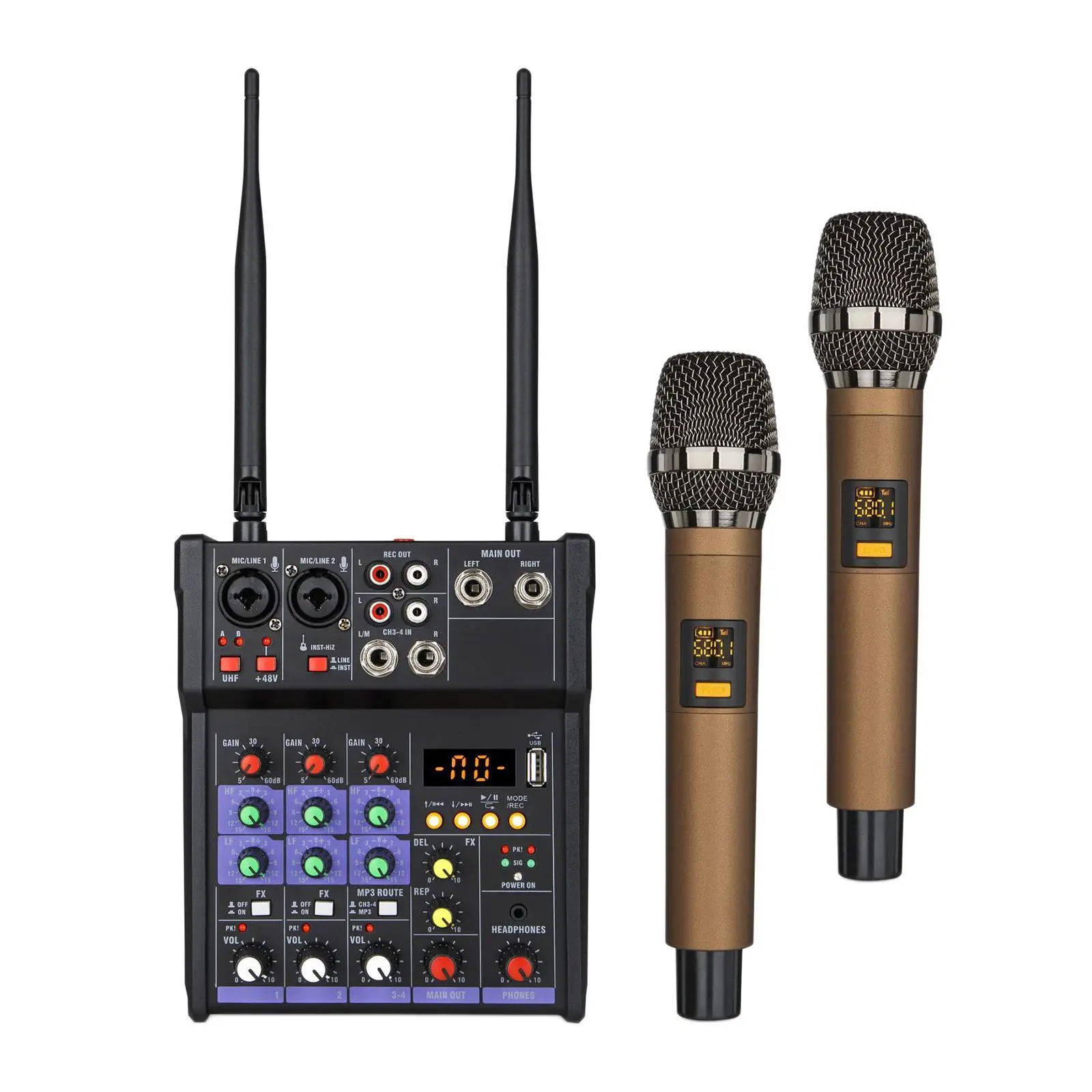 4 Channel Audio Mixer Console Built in Reverb Effect DJ Mixer for DJ ...