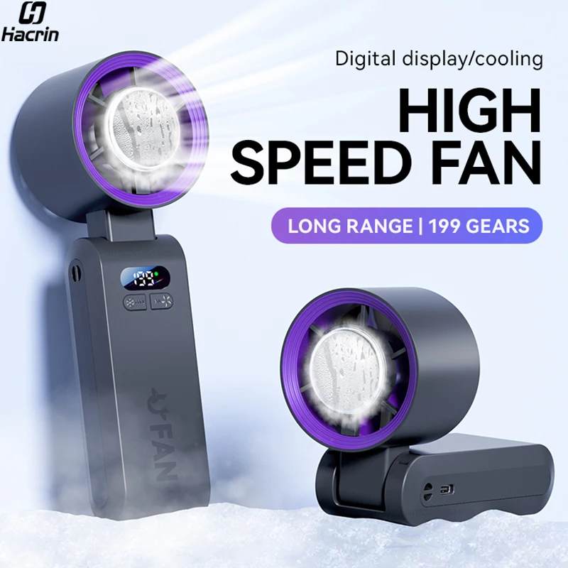 Portable Handheld Turbo Fan Foldable Hanging Neck Fan Mini Hand Fan ...