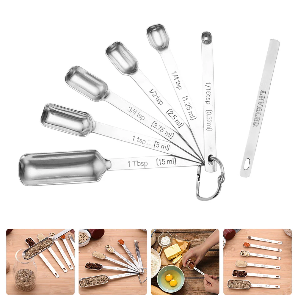 7-Pcs-Rectangular-Measuring-Spoon-Light-weight-Spoons-Tasteless-Baking ...