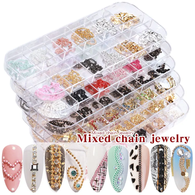 Misscheering-12-Grid-Mixed-Style-Nail-Chain-Jewelry-For-DIY-Art ...